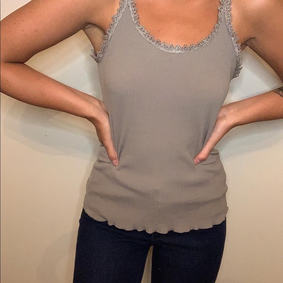 Tops | Vintage Late 9s Lacy Grey Top | Poshmark
